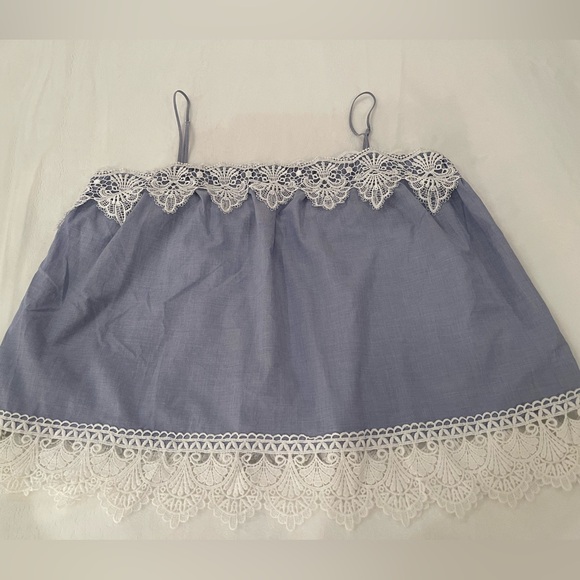 Express | Tops | Express Light Blue Cami With White Lace | Poshmark